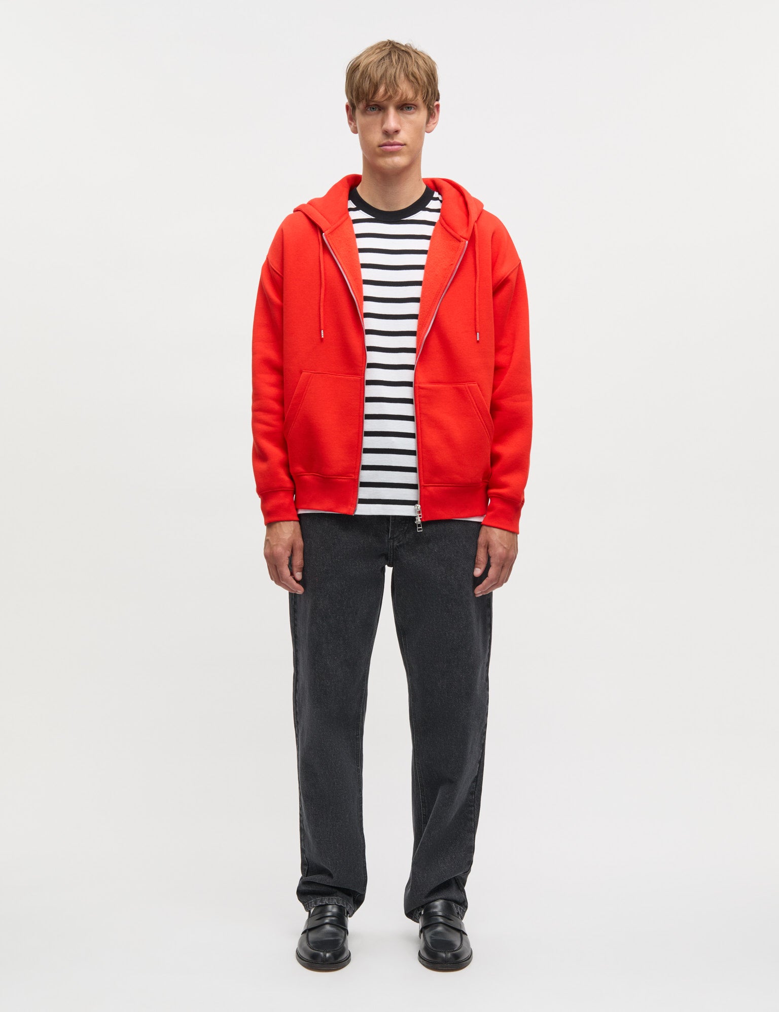 Standard Luka Hoodie Zip Sweat, Fiery Red – MADS NØRGAARD – COPENHAGEN